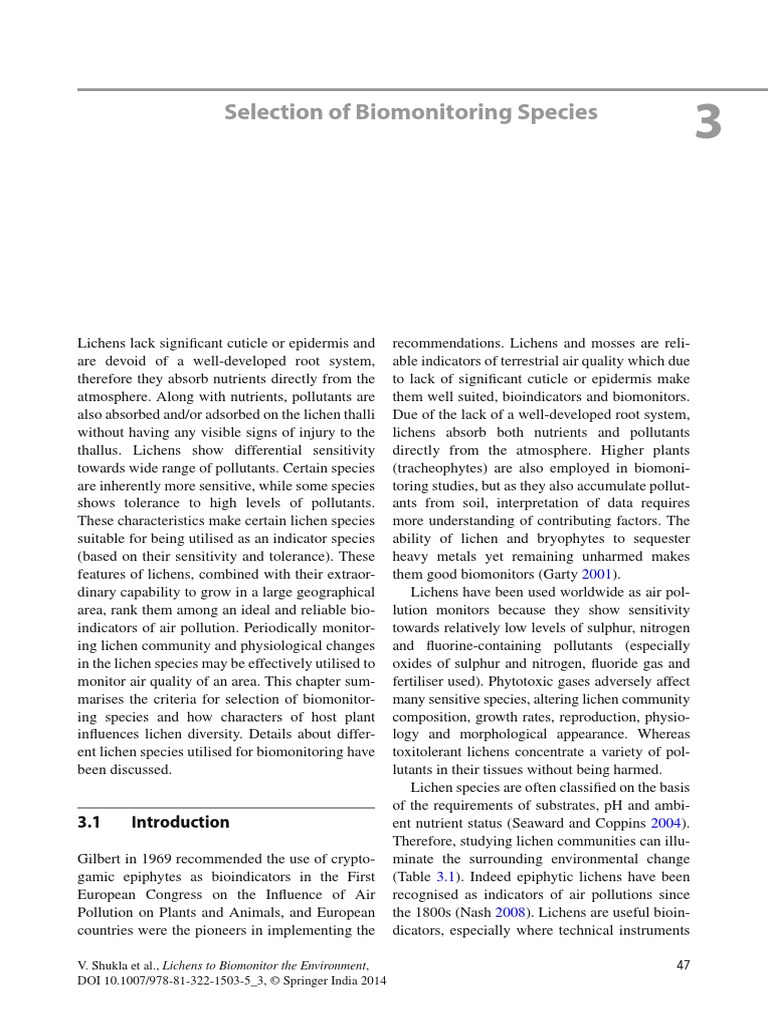 Selection of Biomonitoring Species | PDF | Air Pollution | Soil
