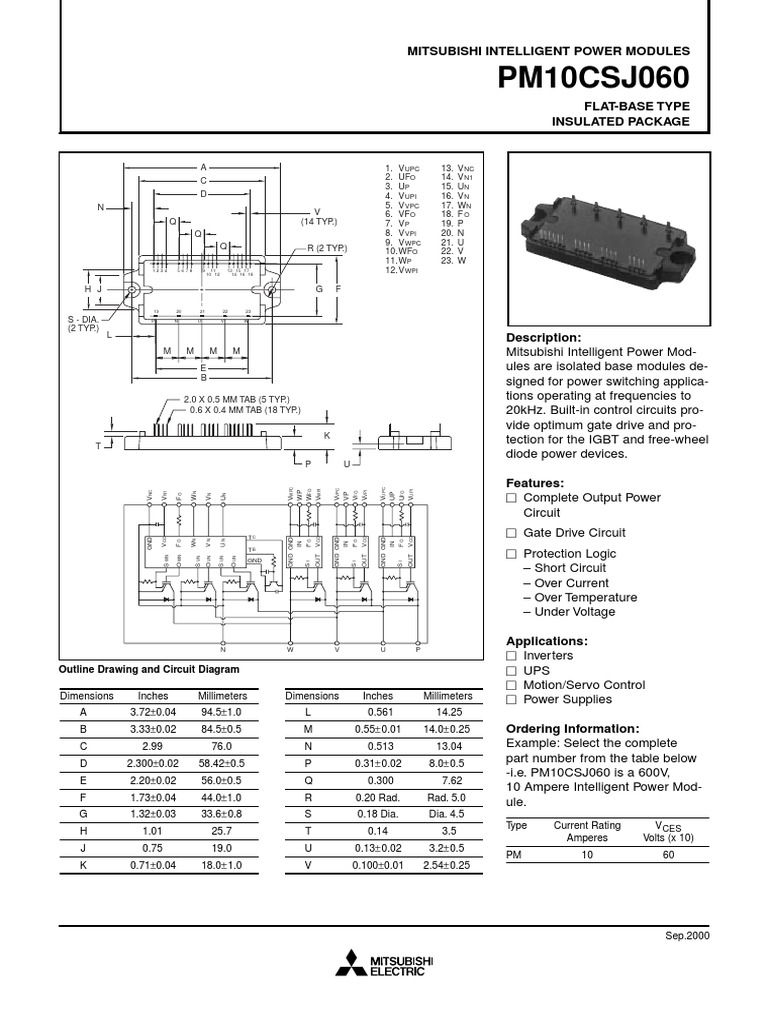 PM10CSJ060: Mitsubishi Intelligent Power Modules | PDF