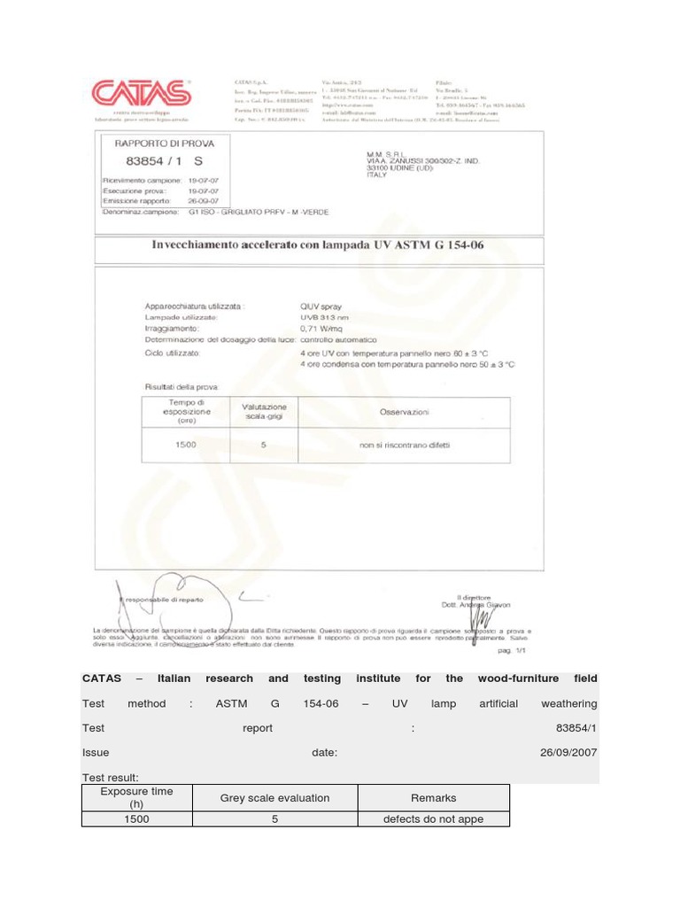 Uv Resistance GRP Test Report | PDF