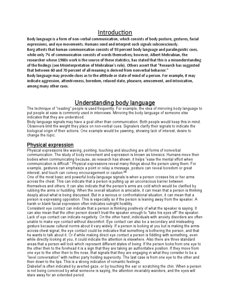 Body Language | PDF | Body Language | Nonverbal Communication