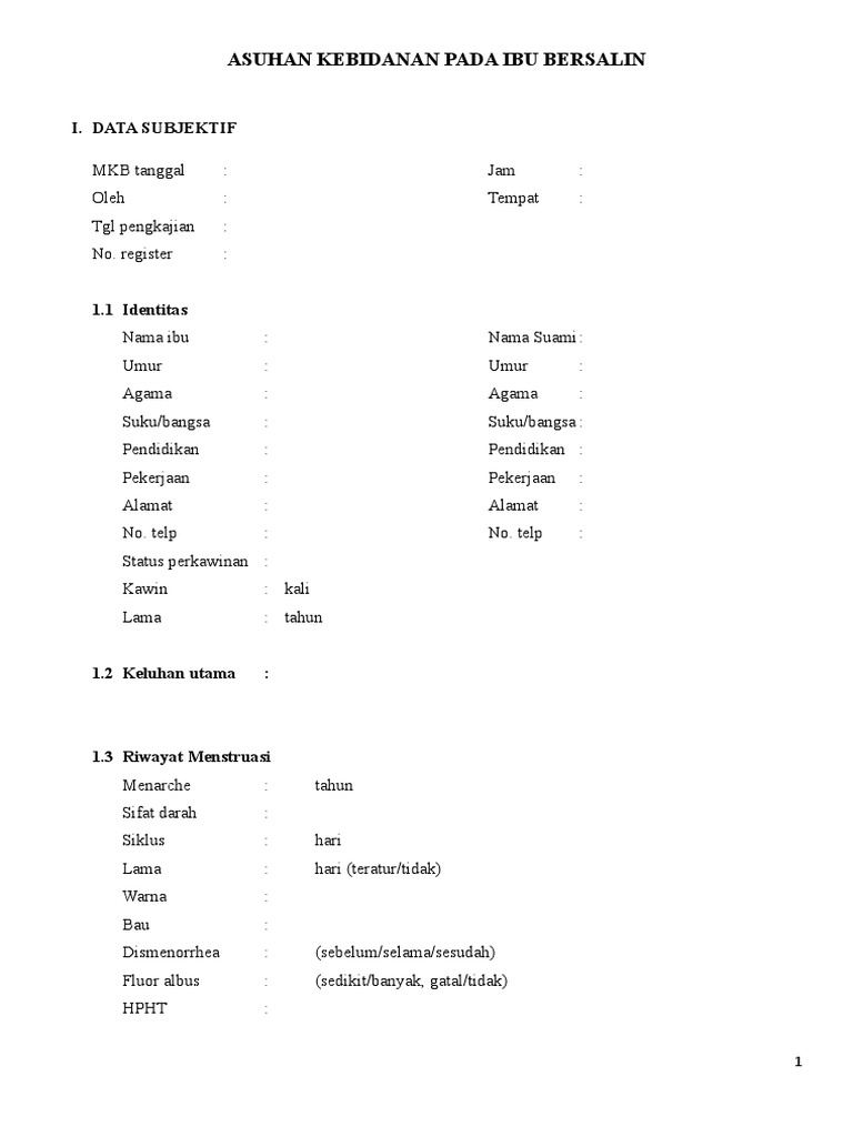 Format Asuhan Kebidanan Askeb Pada Ibu Bersalin | PDF Format Asuhan Kebidanan Askeb Pada Ibu Bersalin | PDF