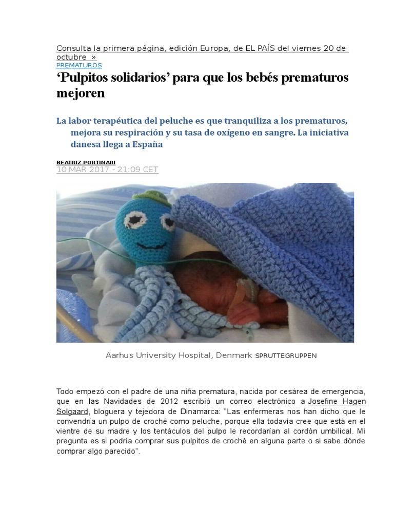 Pulpitos Terapeuticos para Prematuros | PDF | Tejer | Parto prematuro