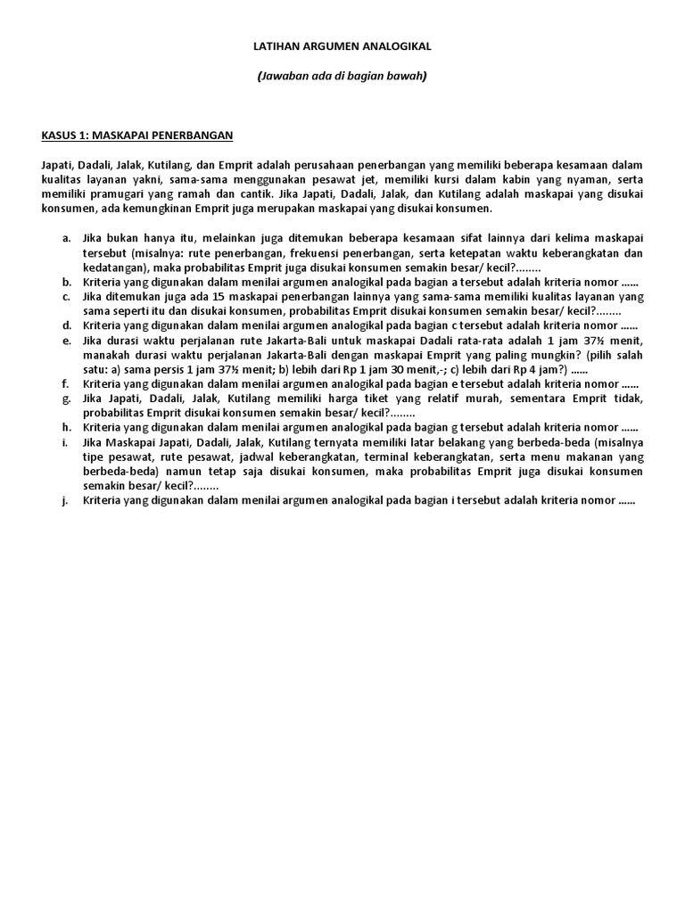 Contoh Argumen Induktif dalam Kasus | PDF | Seni & Disiplin Bahasa