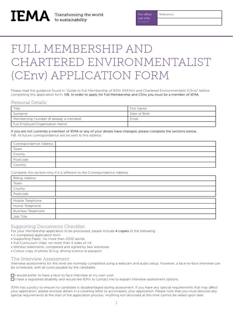 IEMA - Application For Full Membership and Chartered Environmentalist ...