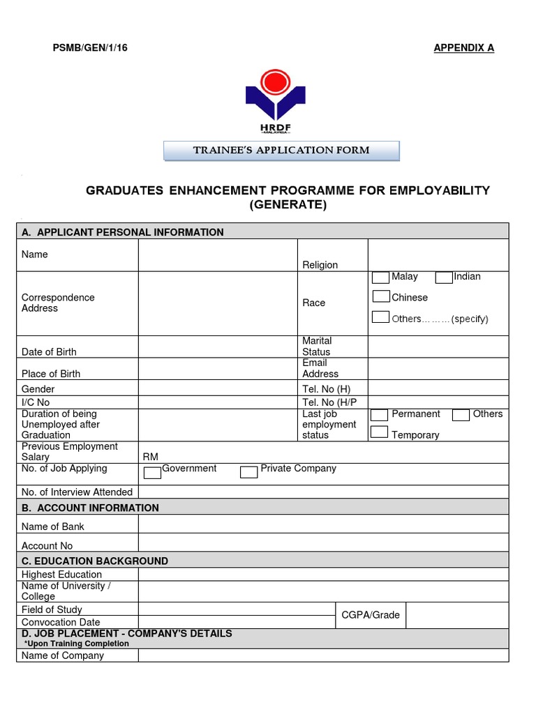 GENERATE Application Form | PDF | Government