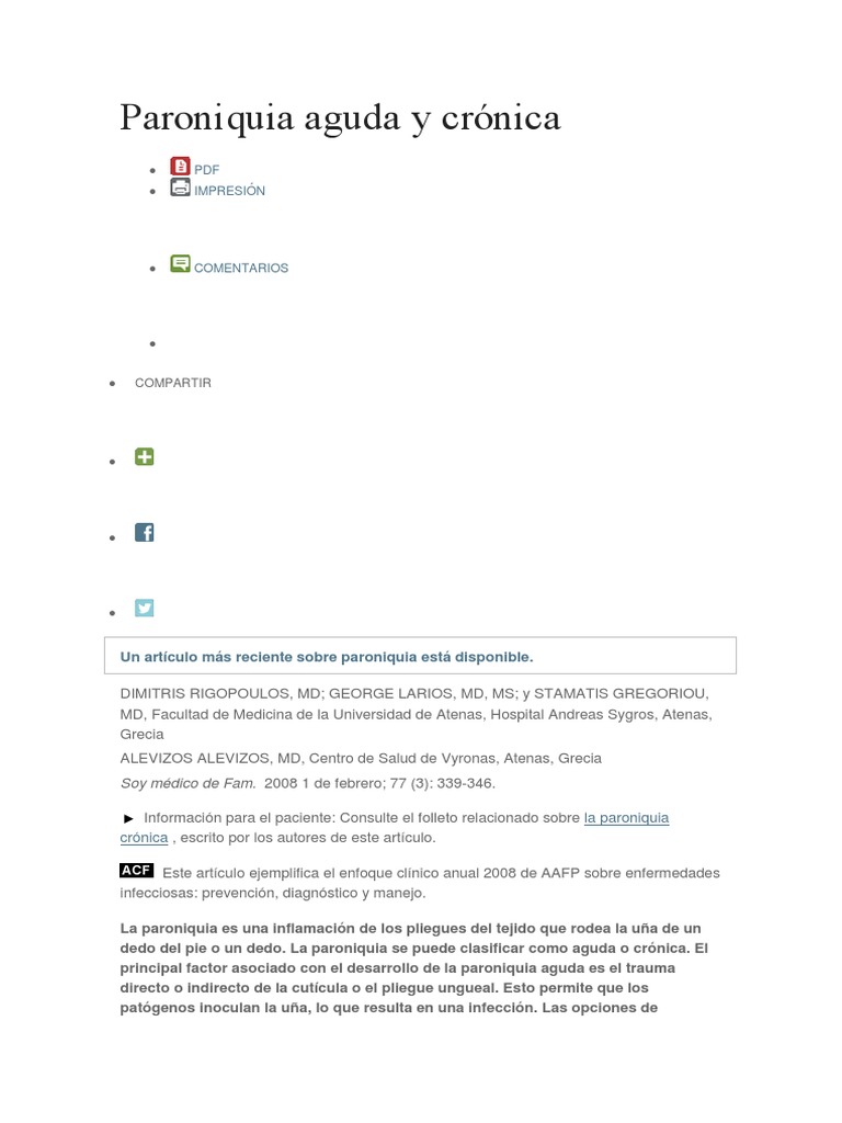 Paroniquia Aguda y Crónica | Clavo (anatomía) | Antibióticos