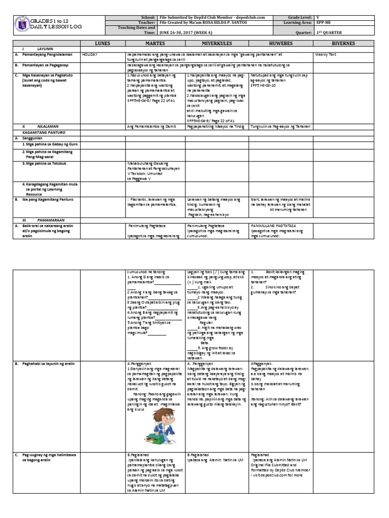 DLL - Epp 5 - Q1 - W4 | PDF