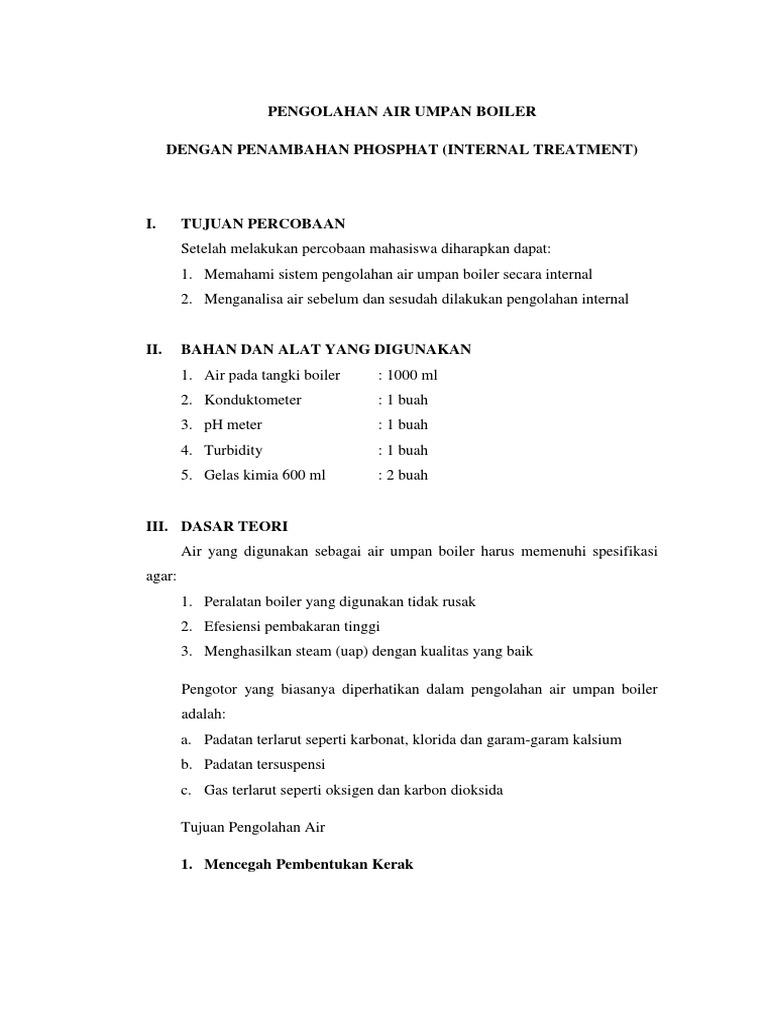 OPTIMASI PENGOLAHAN AIR BOILER | PDF
