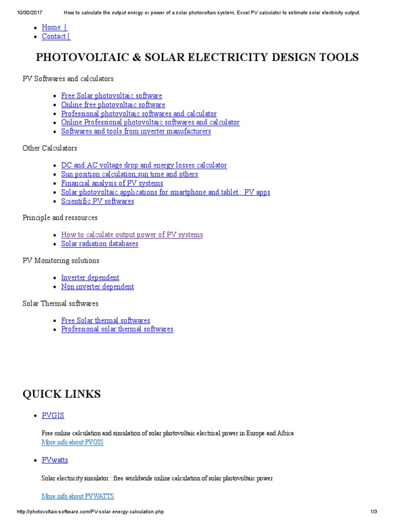 Solar PV Output Calculation Guide | PDF | Photovoltaics | Photovoltaic ...
