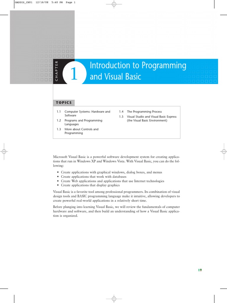 Introduction To Programming and Visual Basic: Topics | PDF | Disk ...