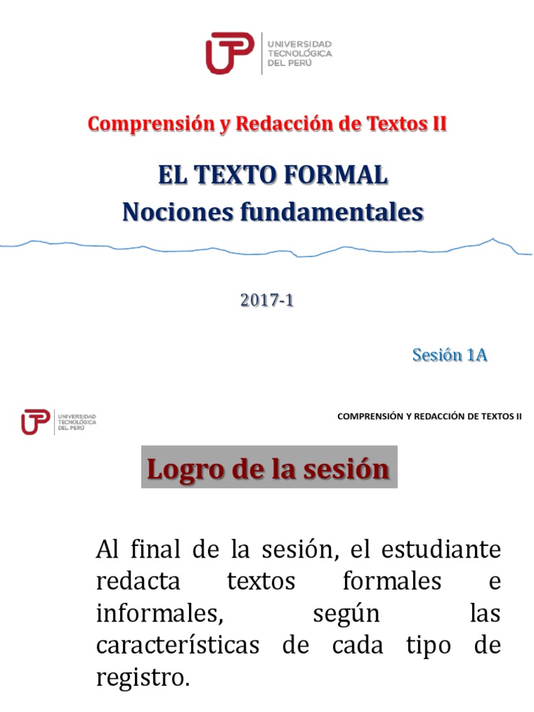 1A-ZZ04 El Texto Formal 2017-1 | PDF | Ira | Oración (Lingüística)