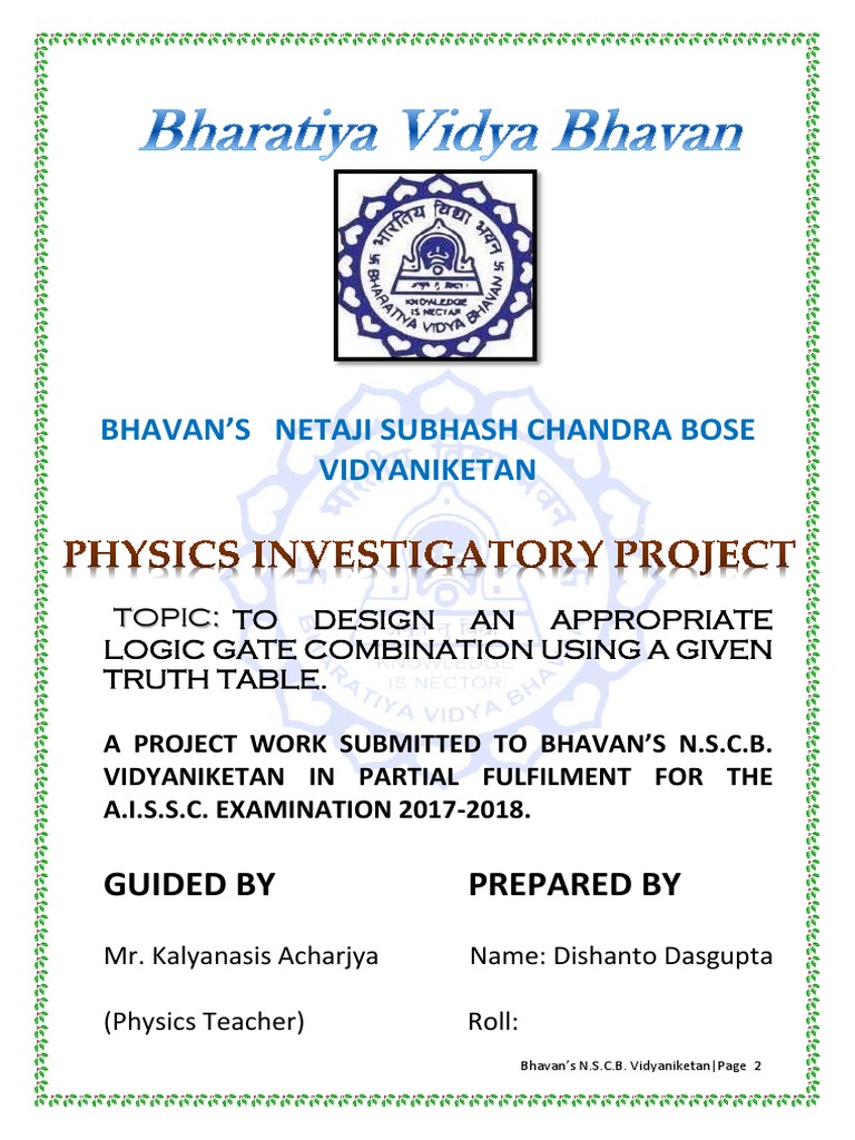 Logic Gate Design Project Class 12 | PDF
