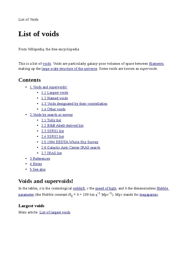 List of Voids | PDF | Milky Way | Physical Cosmology