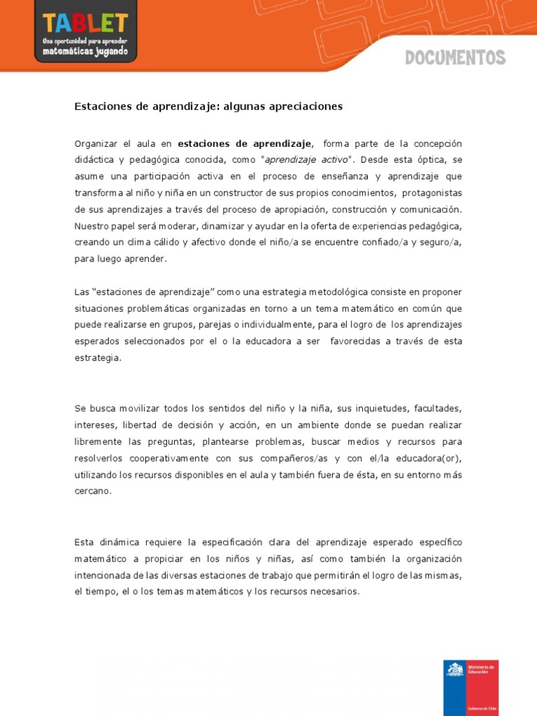 Estaciones de Aprendizaje | PDF | Salón de clases | Aprendizaje