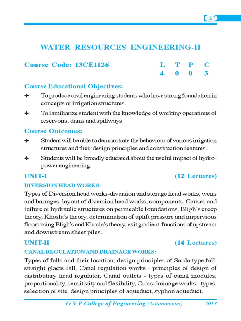 Water Resources Engineering-II | PDF | Dam | Reservoir