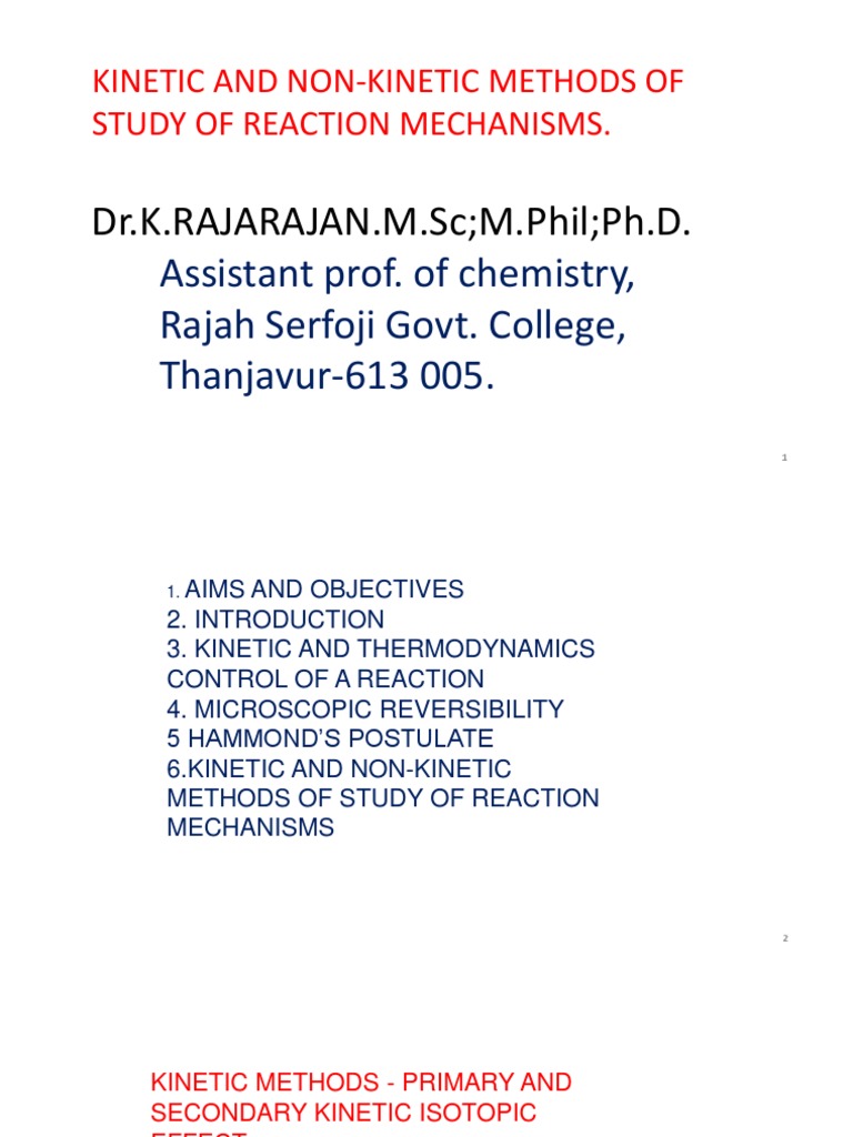 Kinetic and Non-Kinetic Reaction Methods | PDF | Chemical Kinetics | Isomer