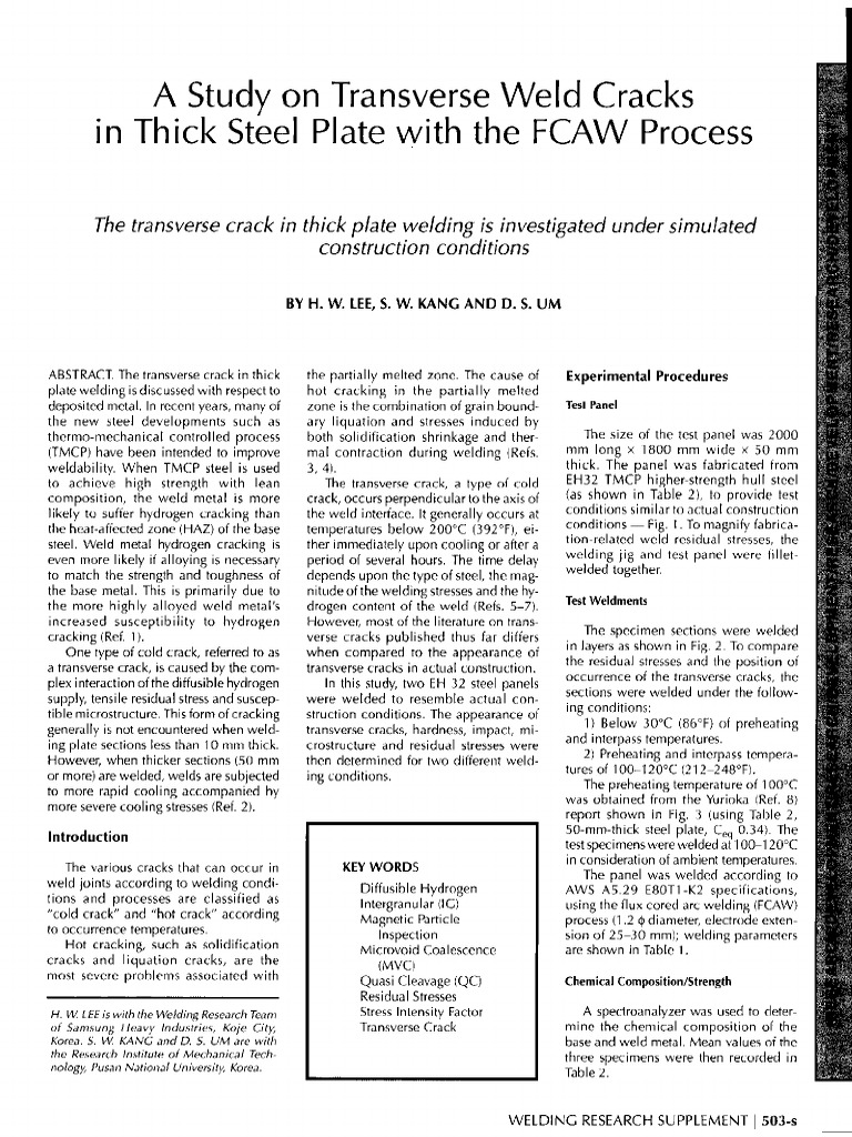 A Study on Transverse Weld Cracks.pdf | Welding | Metals