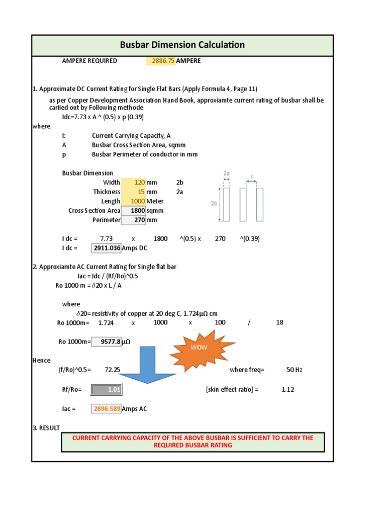 Busbar Dimension Calculation: Ampere | PDF