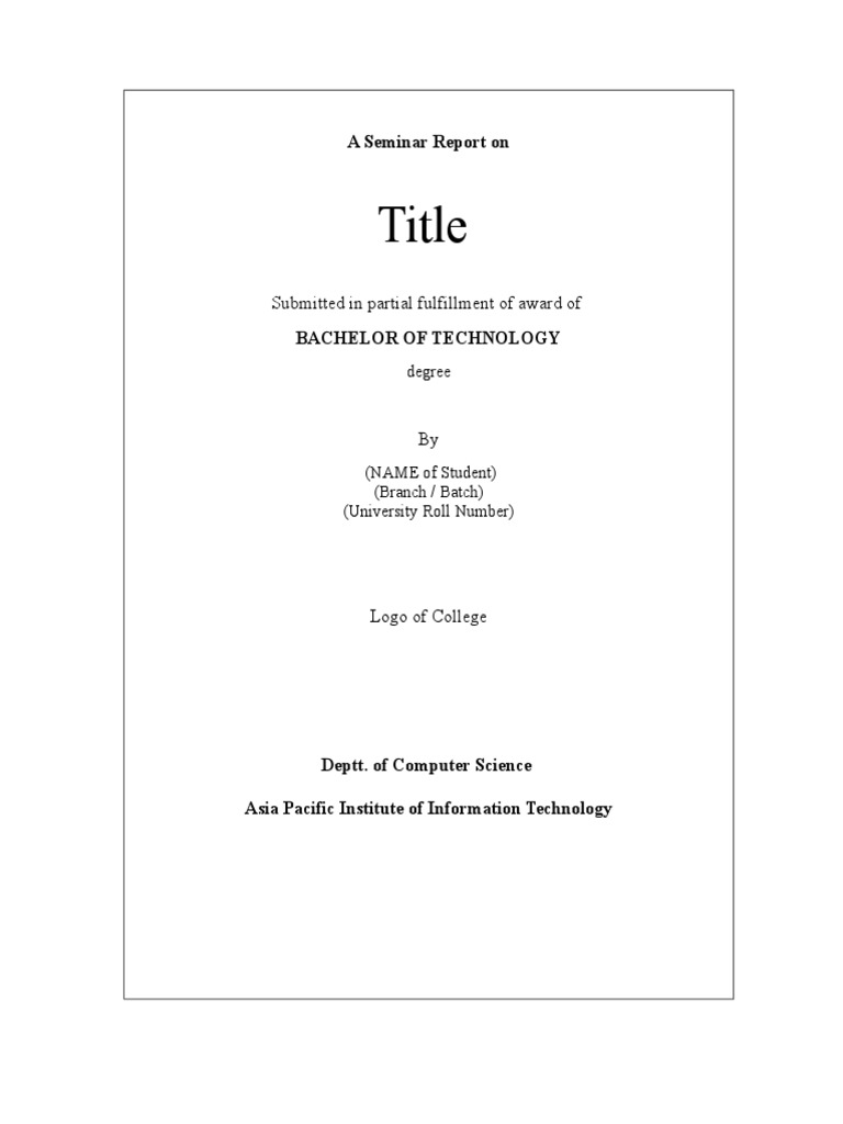 Seminar Report Format | PDF
