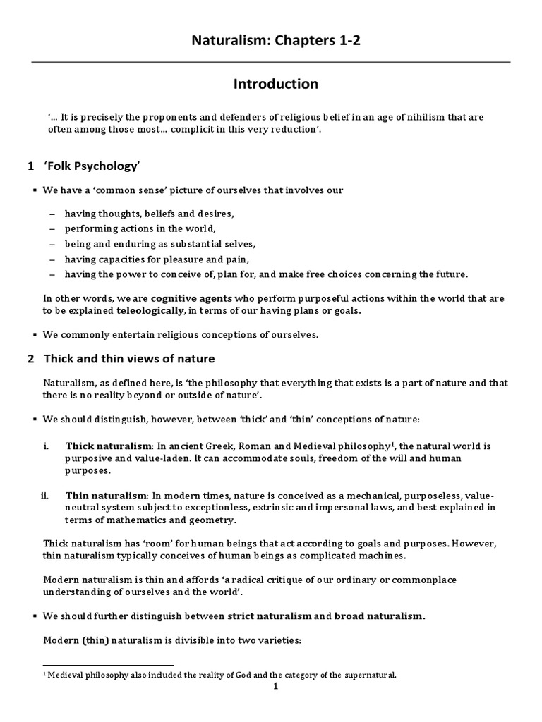 Naturalism Chapters 1 2 | PDF | Naturalism (Philosophy) | Metaphysical ...