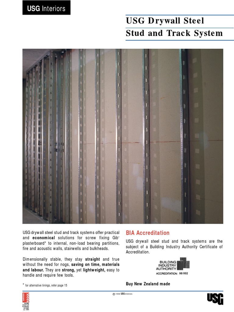 USG Steel Stud-Holes | Download Free PDF | Drywall | Wall