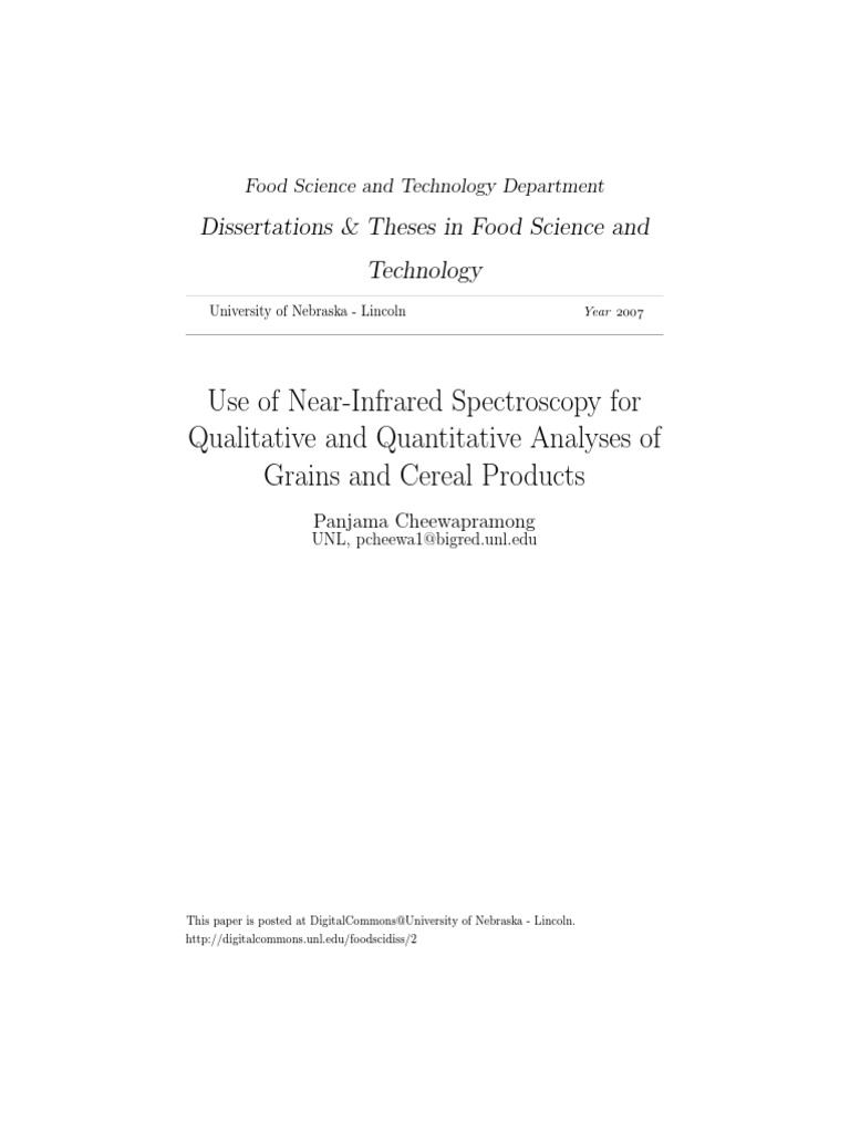 Use of Near-Infrared Spectroscopy For Qualitative and Quantitative ... Use of Near-Infrared Spectroscopy For Qualitative and Quantitative ...
