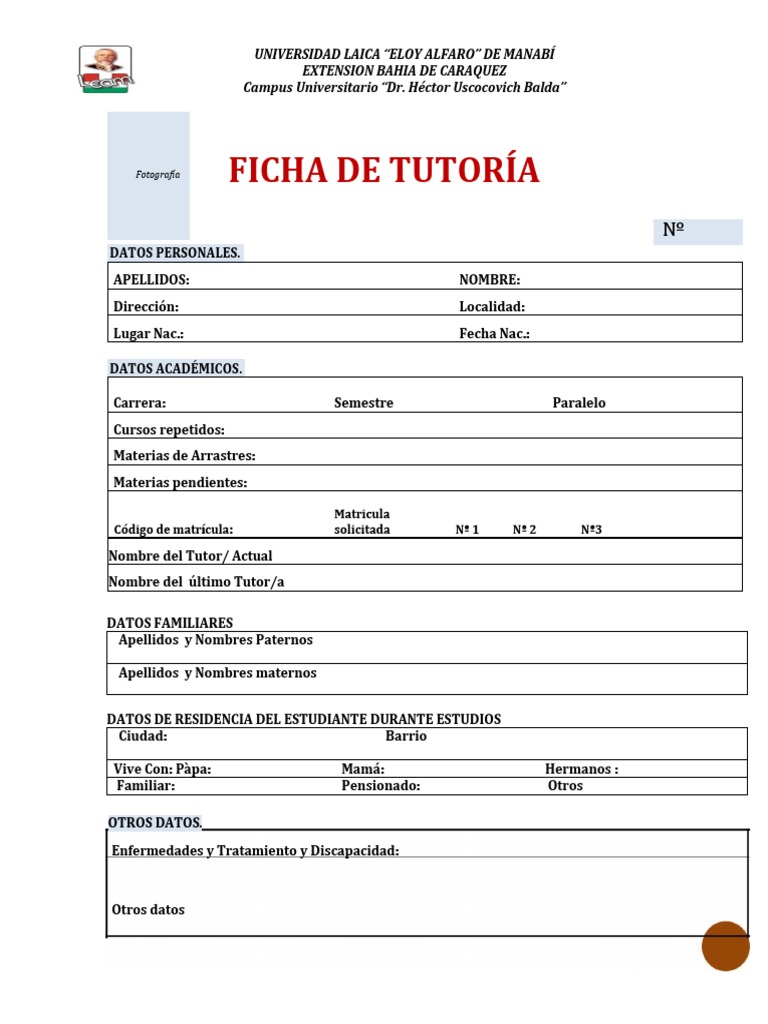 Nueva Ficha para Tutorados | PDF