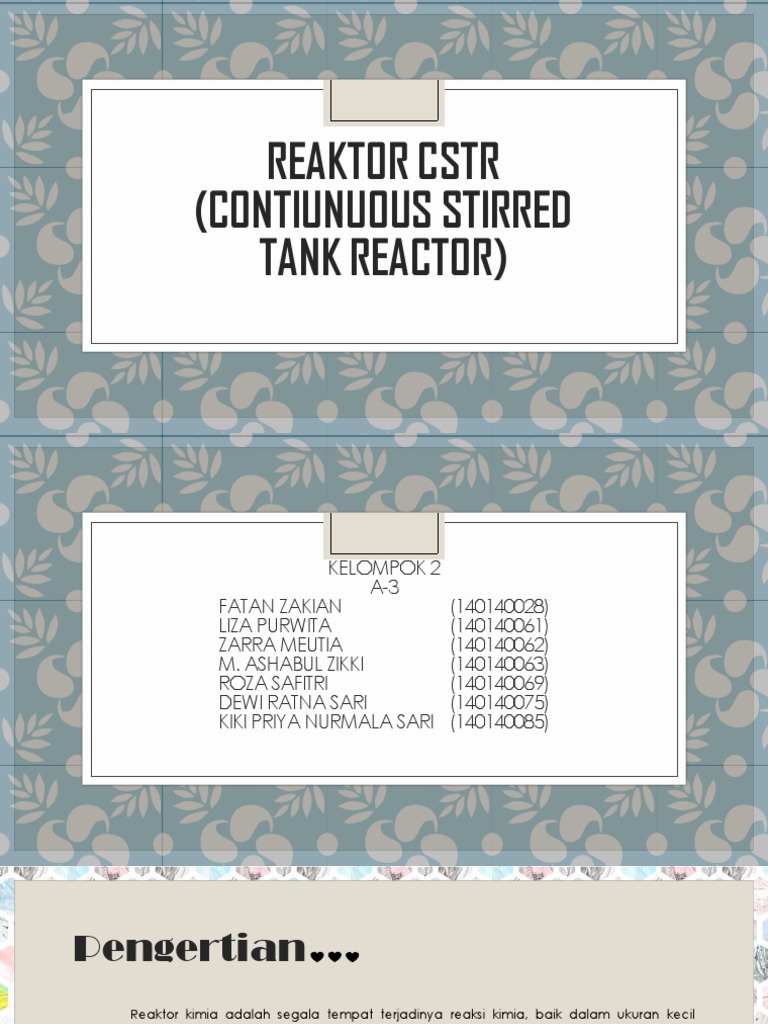 Karakteristik dan Fungsi Reaktor CSTR | PDF