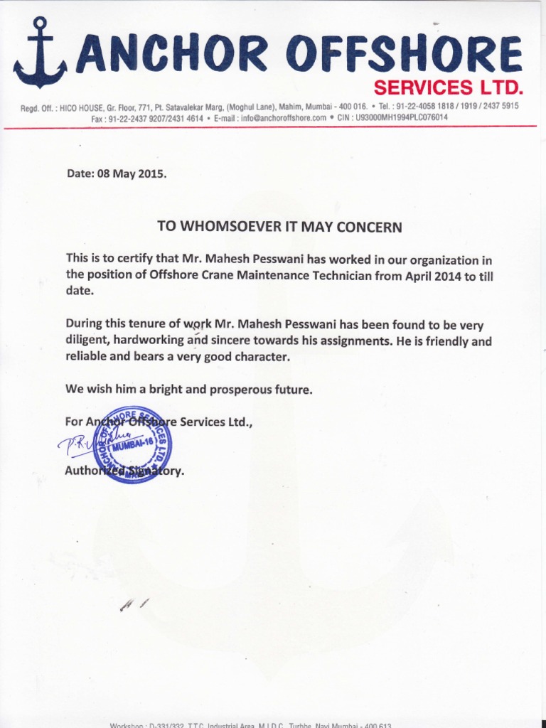 Work Experience Certificate | PDF