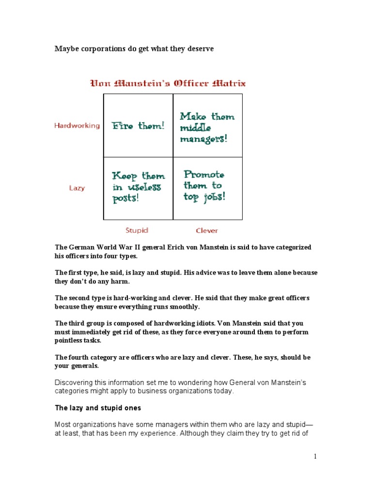 Eric Von Manstein Matrix | Download Free PDF | Leadership | Reason