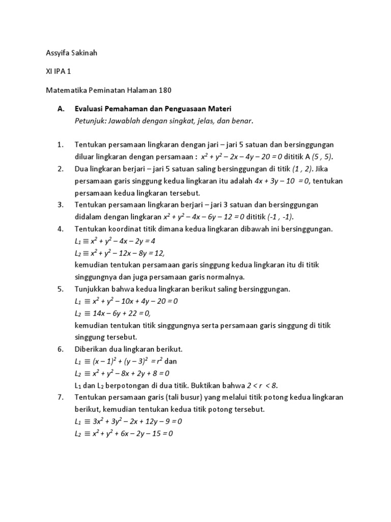 Assyifa Sakinah LKS 3 Hal 180 | PDF