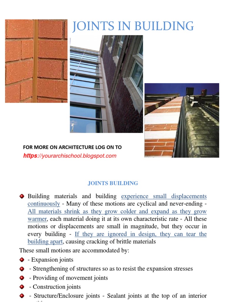 Joints in Building | PDF | Wall | Roof