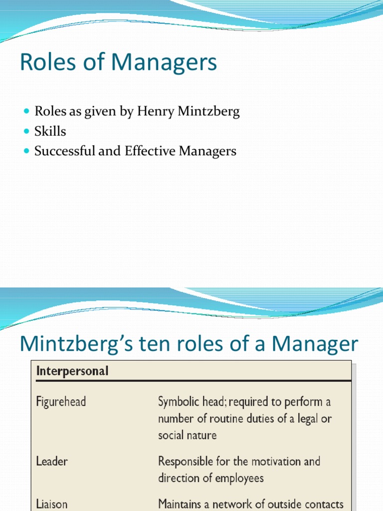Roles Skills of Manager | PDF