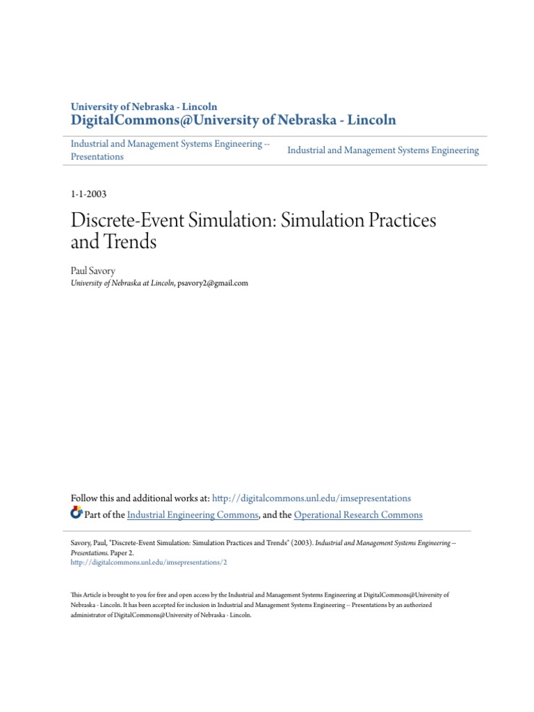 Discrete-Event Simulation - Simulation Practices and Trends | Download Free PDF | Conceptual ...
