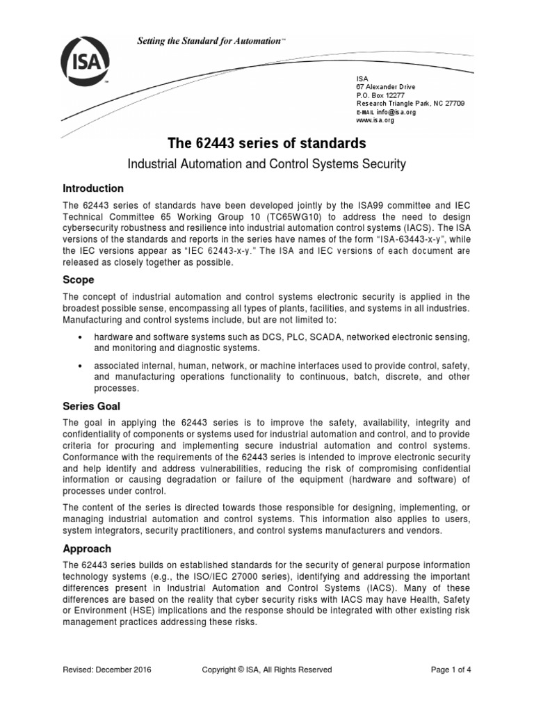 The 62443 Series Overview | PDF | Computer Security | Security