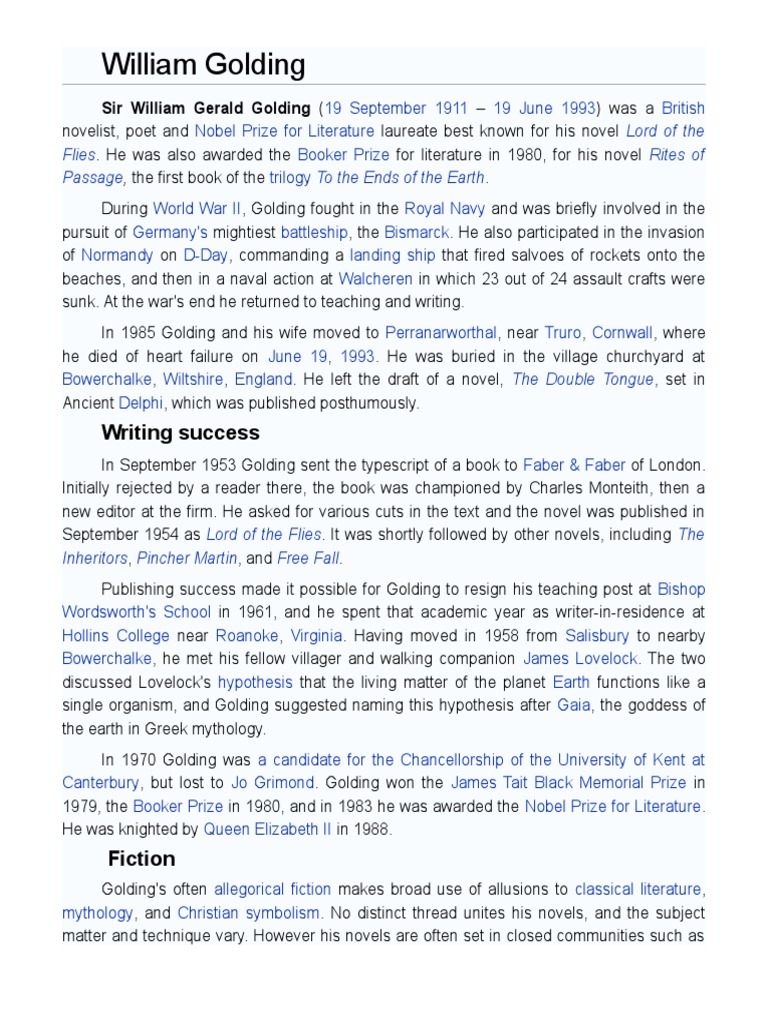 William Golding: Writing Success | PDF