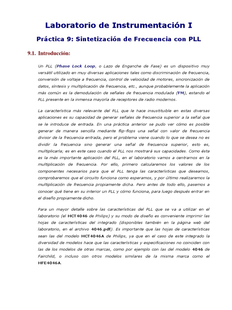 5 Practica9 PLL 4046 | PDF | Modulación de frecuencia | Filtro de paso bajo
