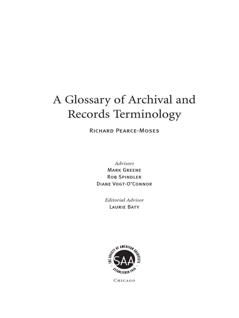 Glossary of Archival and Records Terminology | PDF | Archivist | Citation