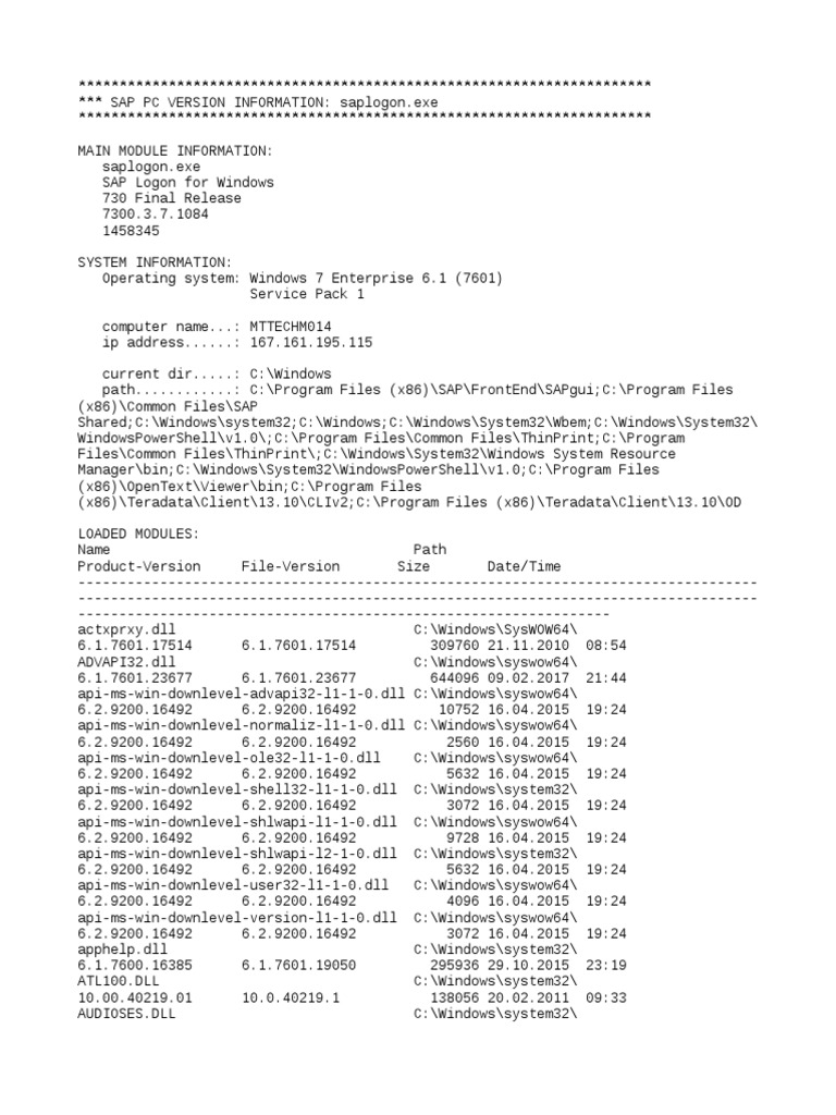 SAP Logon 730 Final Release Info | PDF
