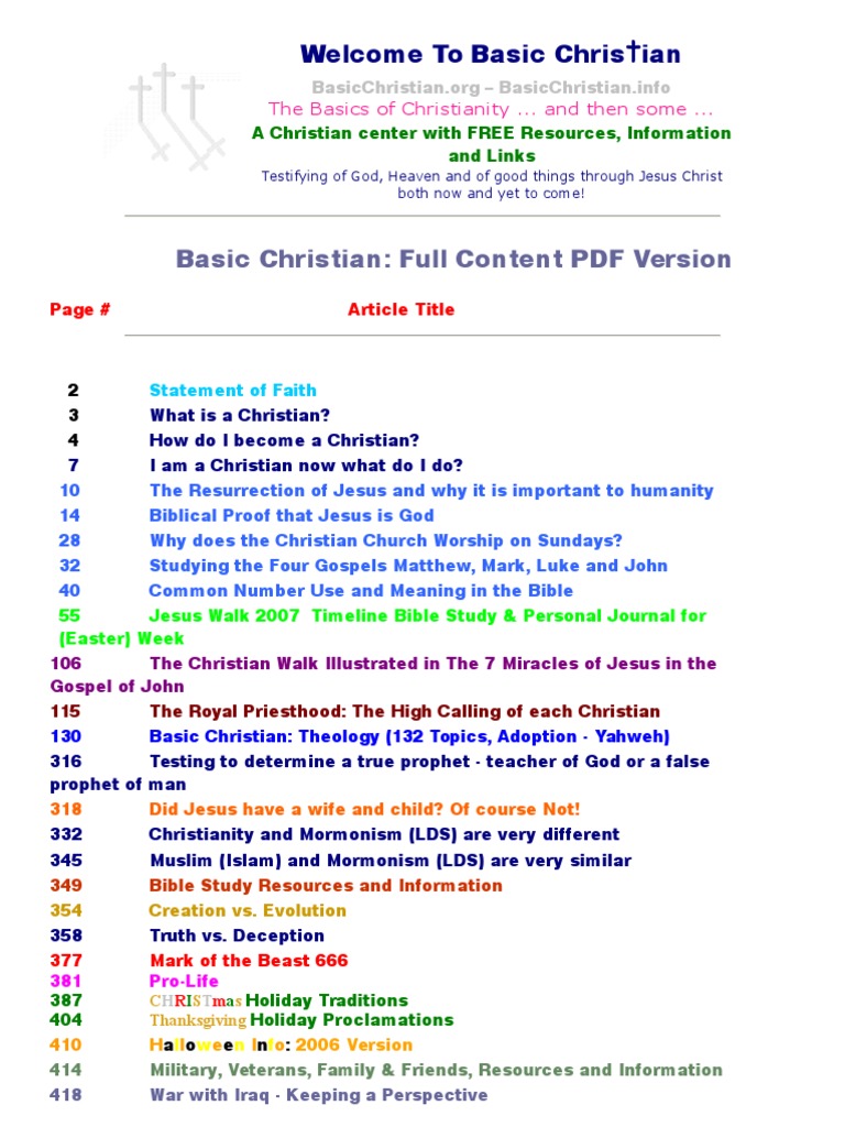 Basic Christian Articles | Download Free PDF | God In Christianity ...