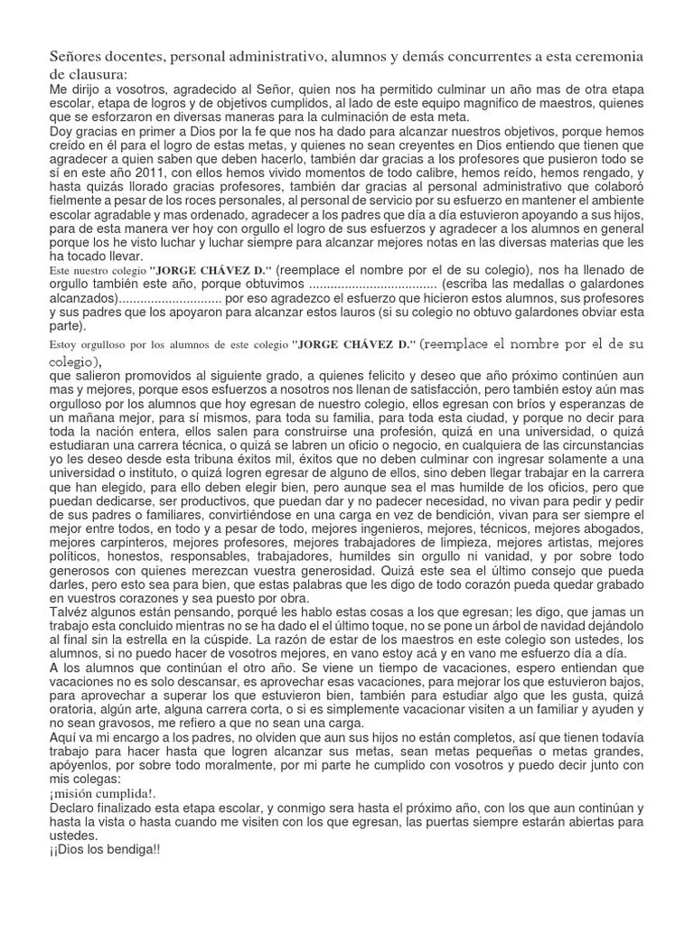 Discurso de Clausura | PDF