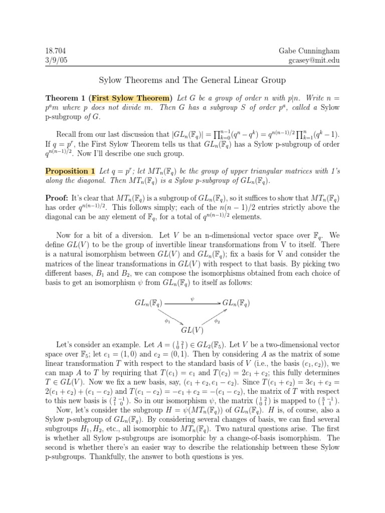 Sylow Notes | PDF | Basis (Linear Algebra) | Group Theory