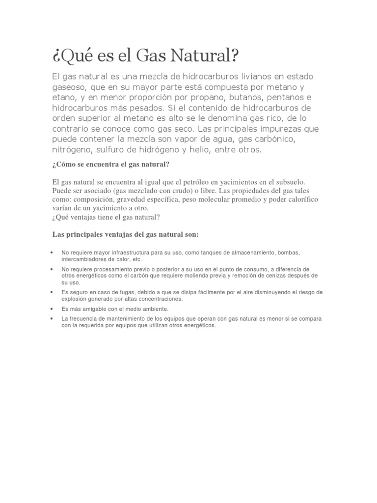 Qué Es El Gas Natural | PDF