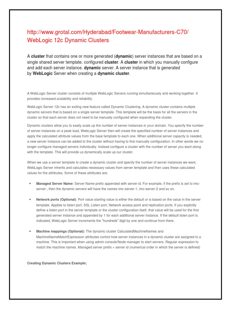 WebLogic 12c Dynamic Clusters | PDF | Computer Cluster | Port (Computer Networking)