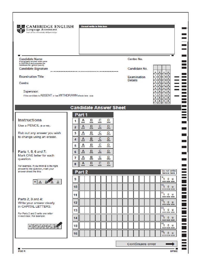 Answer Sheet First | PDF