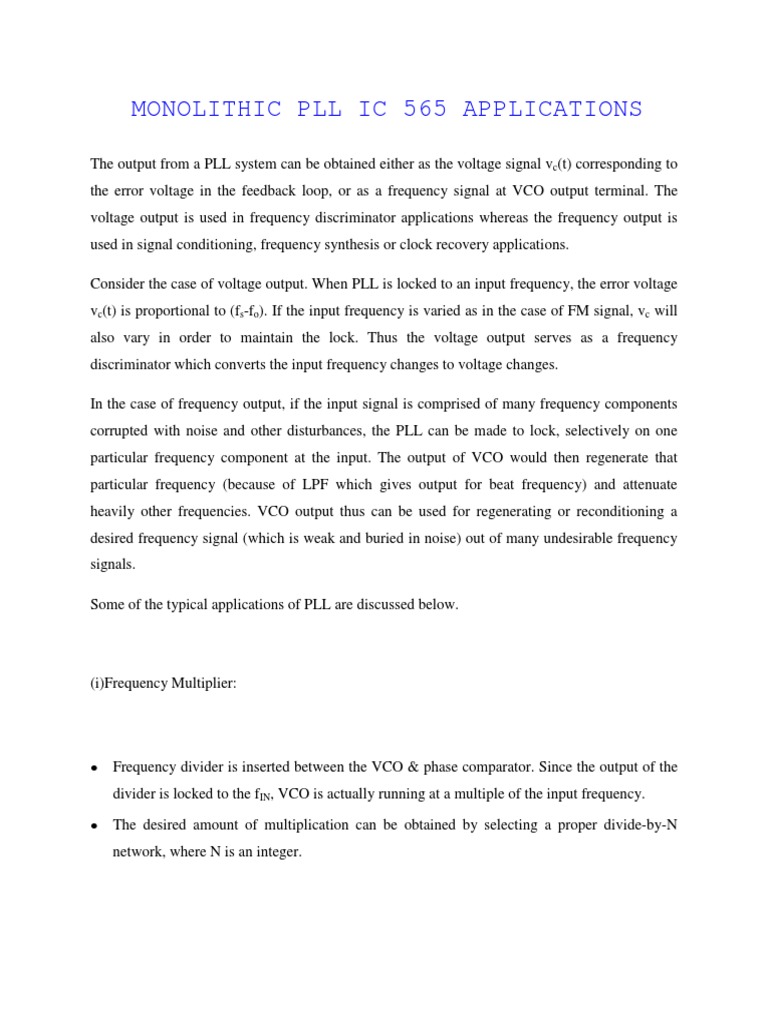 Monolithic PLL IC 565 Applications | PDF | Radio Technology | Radio