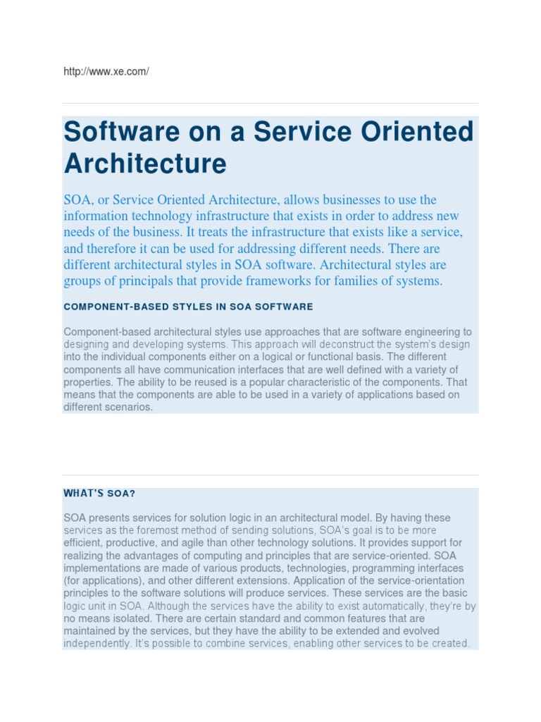 Software On A Service Oriented Architecture: Component-Based Styles in ...