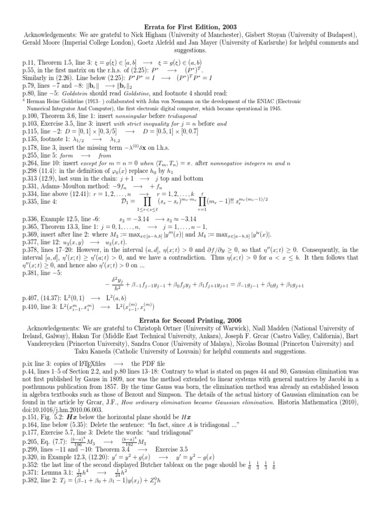 Intro To Numerical Analysis Errata | PDF | Linear Algebra ...