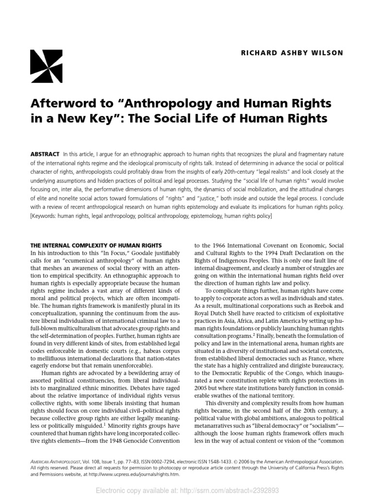 Afterword To "Anthropology and Human Rights in A New Key": The Social ...