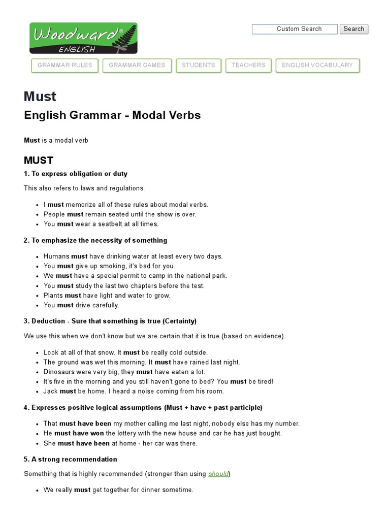 Must - English Grammar | PDF | Modal Logic | English Grammar